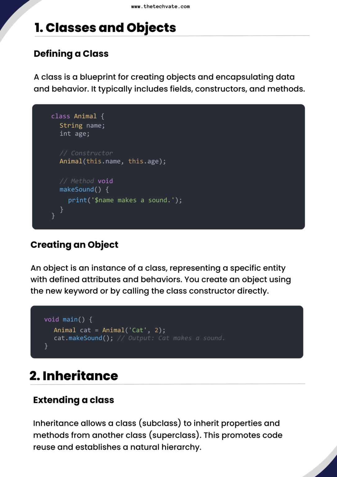 Dart OOP Cheat Sheet for Flutter Developers PDF - The Tech Vate